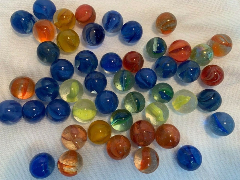 50 vintage and contemporary glass marbles - multi varieties, twists and ...