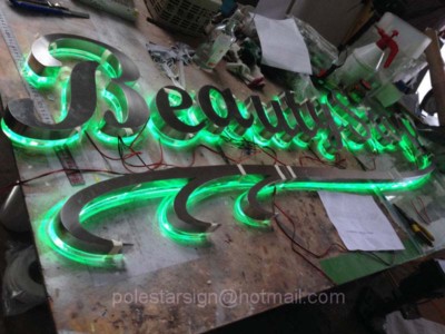 Customized LED Channel Letter Shop Signs Stainless Steel backlit ...