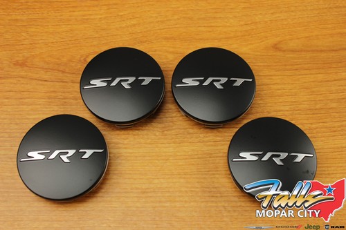 2015-2023 Chrysler Dodge Jeep Black SRT Wheel Center Caps Set of 4 OEM ...