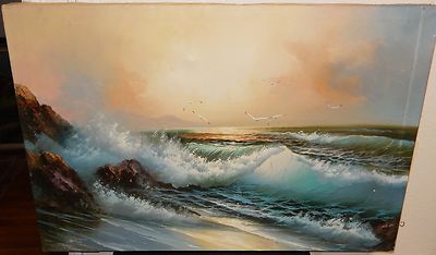 A.KIRKHAM ORIGINAL OIL ON CANVAS SEASCAPE PAINTING | eBay