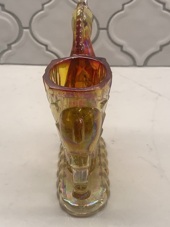 L.E. Smith “Carol’s Sure Win” horse Marigold Carnival Glass | eBay