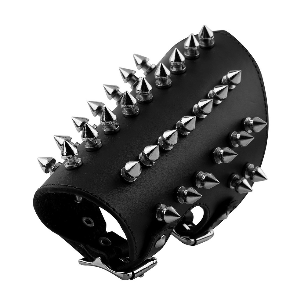 Unisex Faux Leather Metal Spikes Medieval Bracer Gauntlet Armband Arm ...