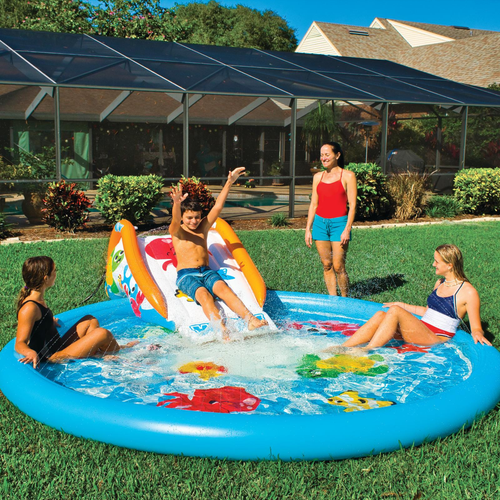 WOW Sports Swirl Splash Pad Slide with Built-In Soaker Sprinkler (Slide ...