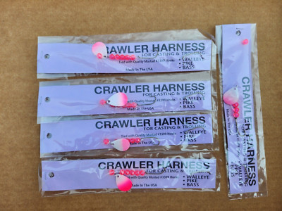 5 Crawler Worm Harness X7 WHITE PINK #3 Colorado Blade Walleye Pike | eBay
