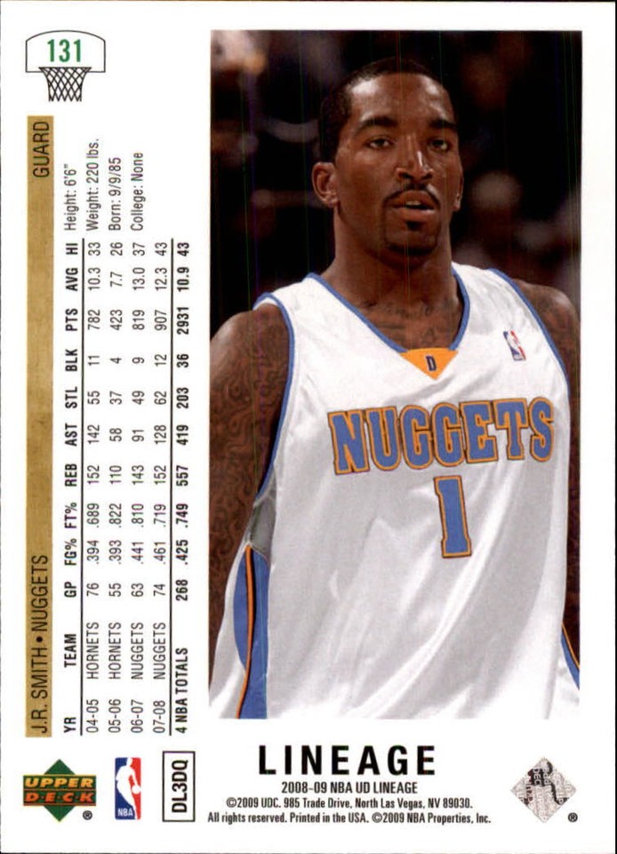 2008-09 Upper Deck Lineage Denver Nuggets Basketball Card #131 J.R ...