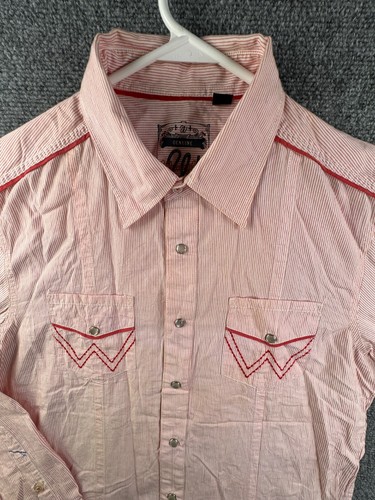 Wrangler Men’s Long Sleeve Pearl Snap Up Shirt Striped Red Large ...