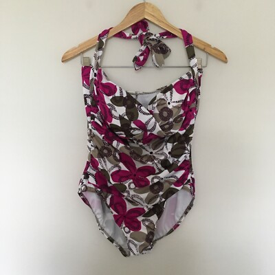 Penbrooke Fuschia Pinwheels Bandeau-Halter One Piece Swimsuit 14 Tummy ...