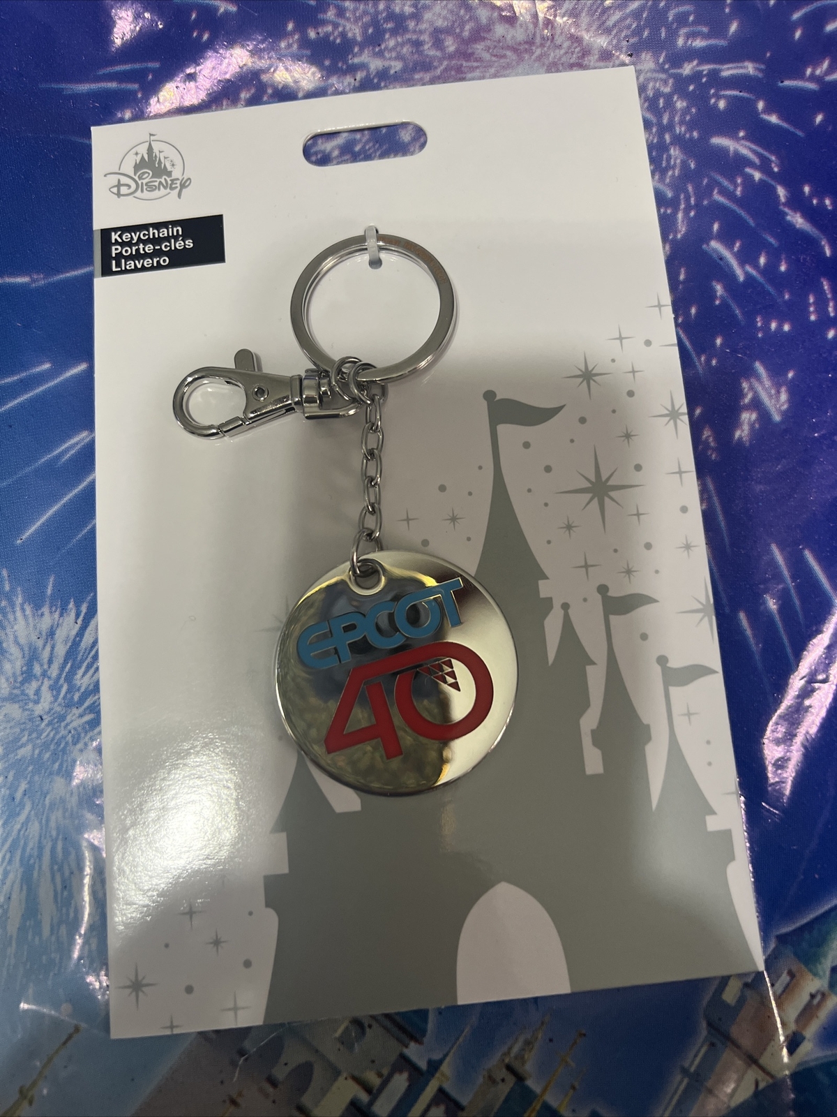 DISNEY PARKS EPCOT 40TH ANNIVERSARY METAL KEYCHAIN HANGING PURSE CHARM ...