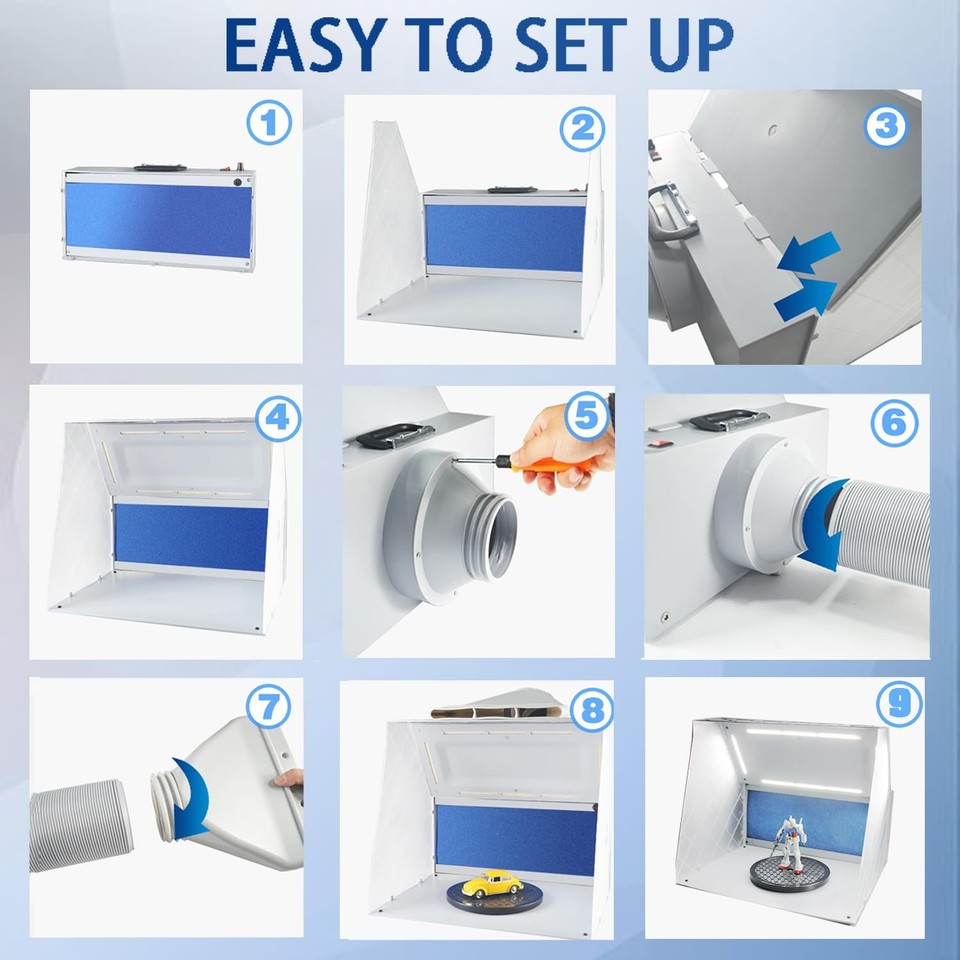 Airbrush Hobby Spray Booth Kit,Paint Booth with Adjustable 5.1m³/min ...