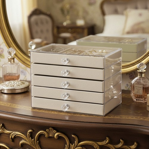 Large Capacity Jewelry Box 5 Layer Necklace Storage Organizer Display ...