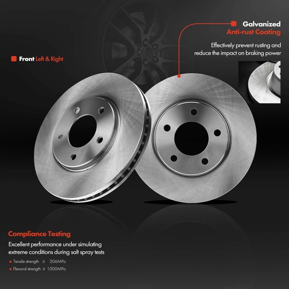 8x Front Disc Rotors & Pads + Caliper for Chrysler Voyager Dodge Grand ...