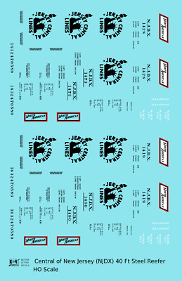 K4 HO Scale Decals Central Of New Jersey 40 Ft Steel Ice Reefer Black ...