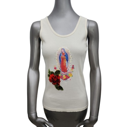 DOUBLE D RANCH Top Medium Floral Mary Ribbed Tank Cream Red Blue | eBay