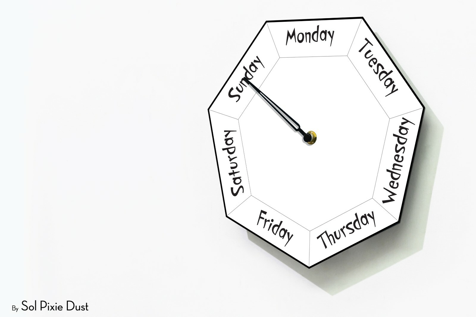 DayClocks - Heptagon White Wall Clock - Day of The Week Clock - Fun ...
