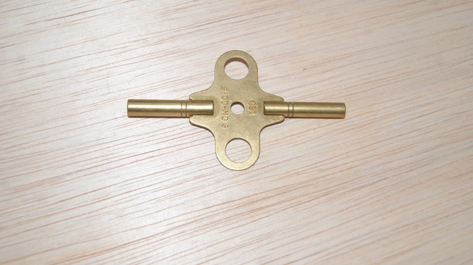 BRASS DOUBLE END WING KEY # 3 KEY 3.00 MM NEW MANTEL / WALL CLOCK PARTS ...