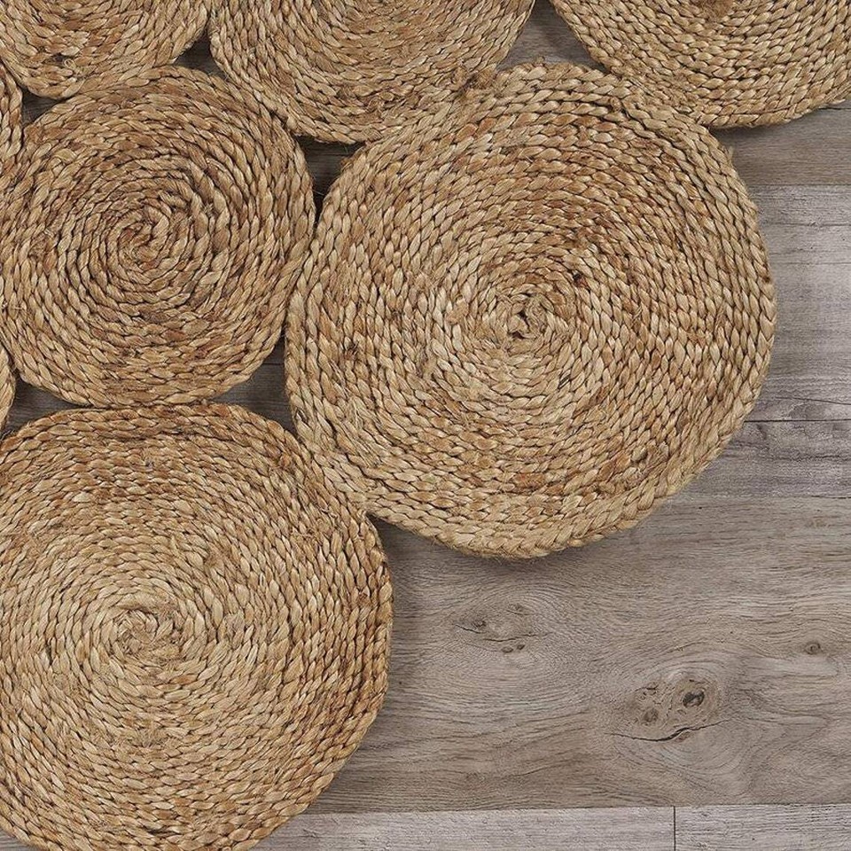 Rug Area Jute Round Rug Beige Circle Design Farmhouse Rustic Look Rug ...