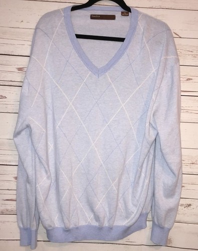 Perry Ellis Long Sleeve V-Neck Sweater Men Light Blue Sweater Top Sz ...