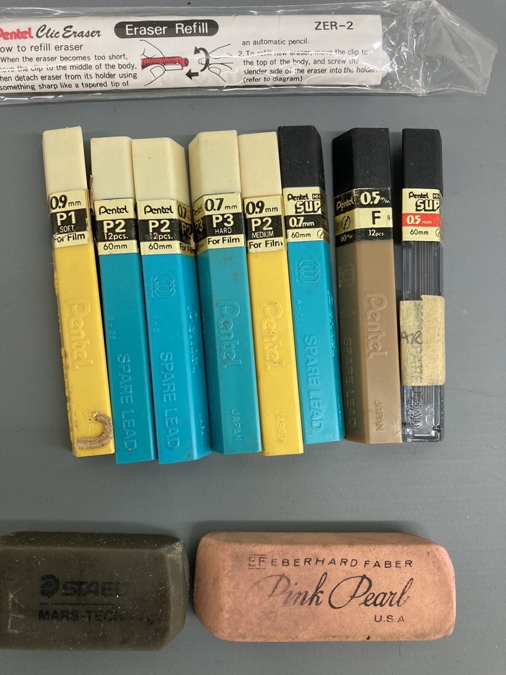 Vintage Pentel Mechanical Pencil Lead 8 Tubes & Eraser Lot | eBay