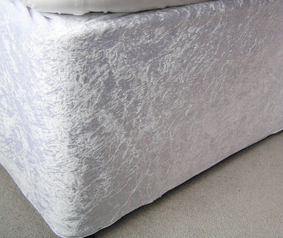Elasticated Bed Valance Divan Base cover Bed wrap in crushed velvet ...