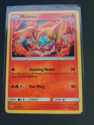 Pokémon TCG Moltres Sun & Moon - Lost Thunder 38/214 Reverse Holo Rare ...