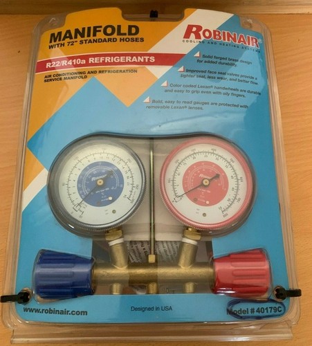 ROBINAIR 40179C MANIFOLD GAUGE SET WITH 72" CHARGING HOSE, R22/R410a | eBay