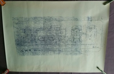 Copy of vintage Technical Blueprint, GWR 3600 Class 2-4-2 Locomotive ...