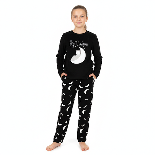 Kids Girls Boys Pyjamas 2 Piece Soft Fluffy Loungewear Big Dream Cosy ...