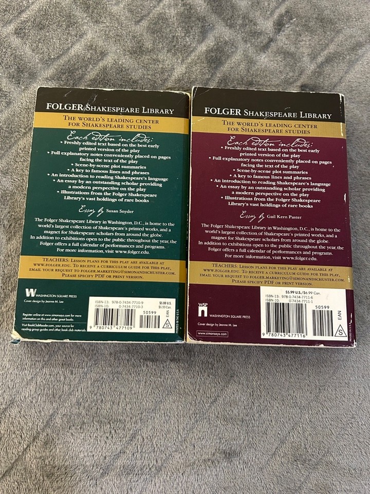 Romeo and Juliet and MacBeth book set William Shakespeare well read | eBay