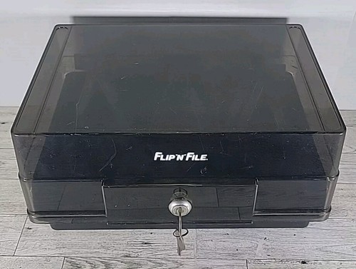 NOB VTG Flip 'N' File 3.5" With Lock Floppy Disk Storage Box Case w ...