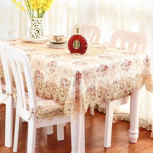 Tablecloth Table Jacquard Luxury Embroidered Table Cover Flower Lace ...