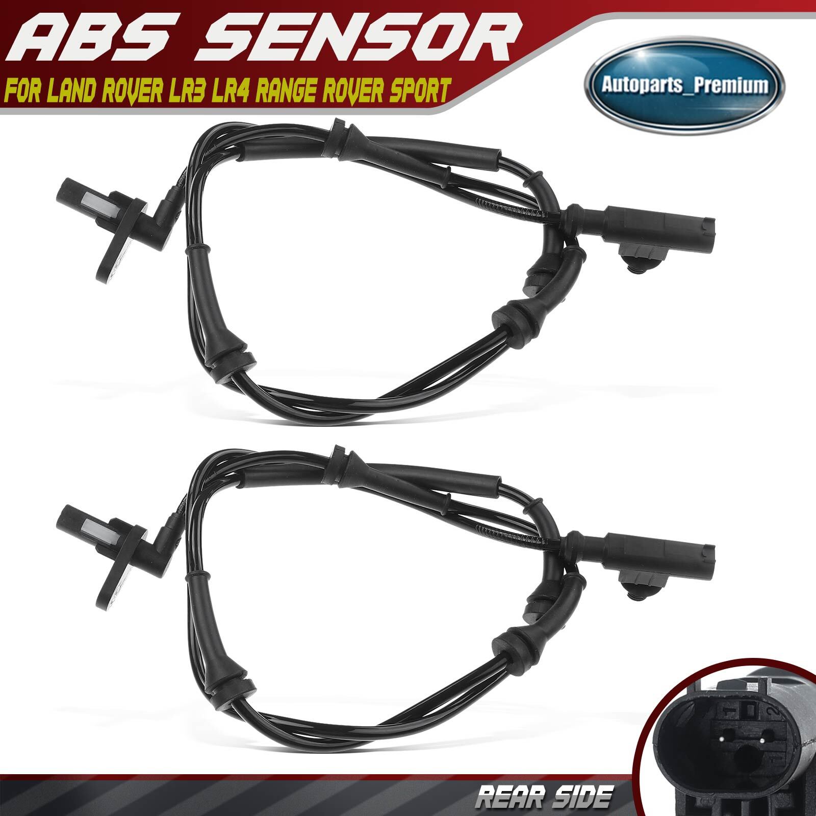 2x Rear Side ABS Wheel Speed Sensor for Land Rover LR3 LR4 Range Rover ...