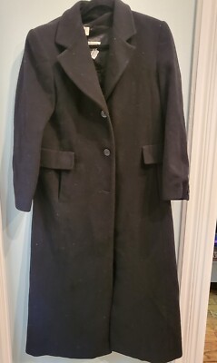 MARVIN RICHARDS BLACK WOOL REAR BELT PLACKET SINGLE BREASTED LONG COAT ...