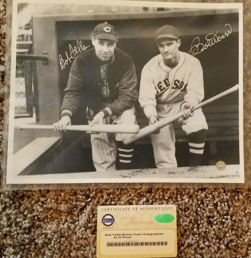 Indians BOB FELLER and Red Sox BOBBY DOERR Signed 8 x 10 b/w Photo ...