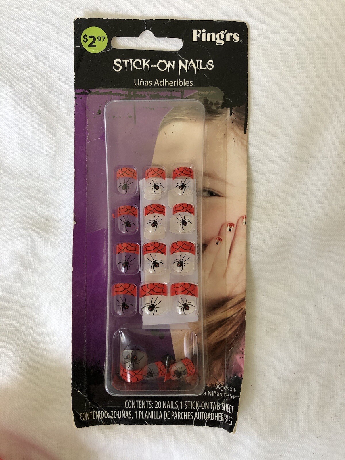 1 Pack 20 Press Stick On Nails Halloween Pirate Glow In Dark Spider Red ...