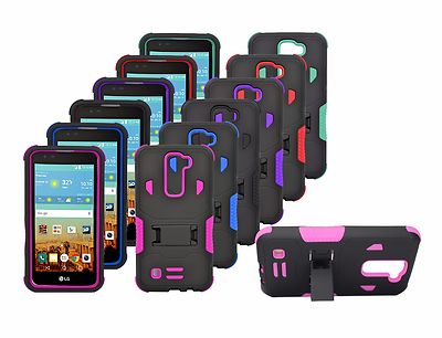 For Straight Talk LG Stylo 2 (L81AL) Armor Rugged Kickstand Hard Soft ...