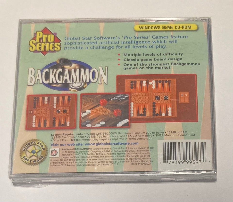 BACKGAMMON [NEW] Windows 98/me CD-Rom Pro Series | eBay