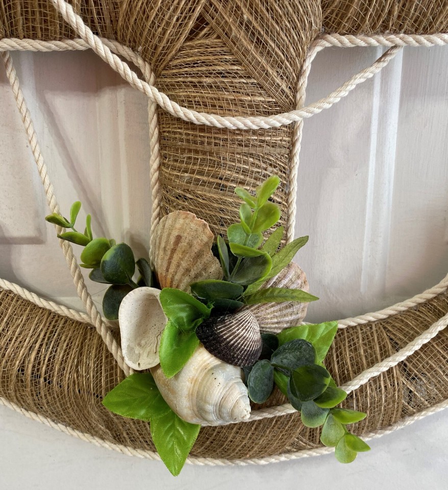 Handmade Anchor Wreath / Wall hanging - Brown Jute Deco / White cord ...