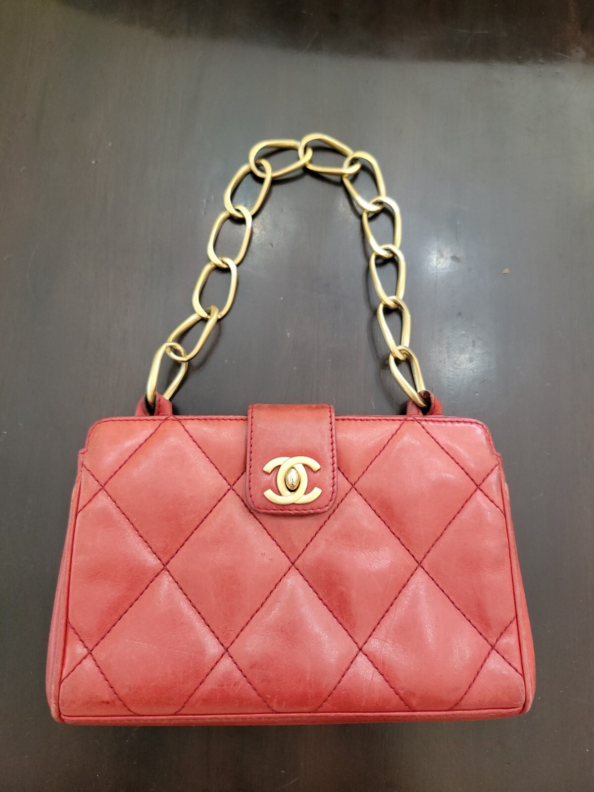 Chanel Vintage Red Clutch Bag AUTHENTIC - Gem