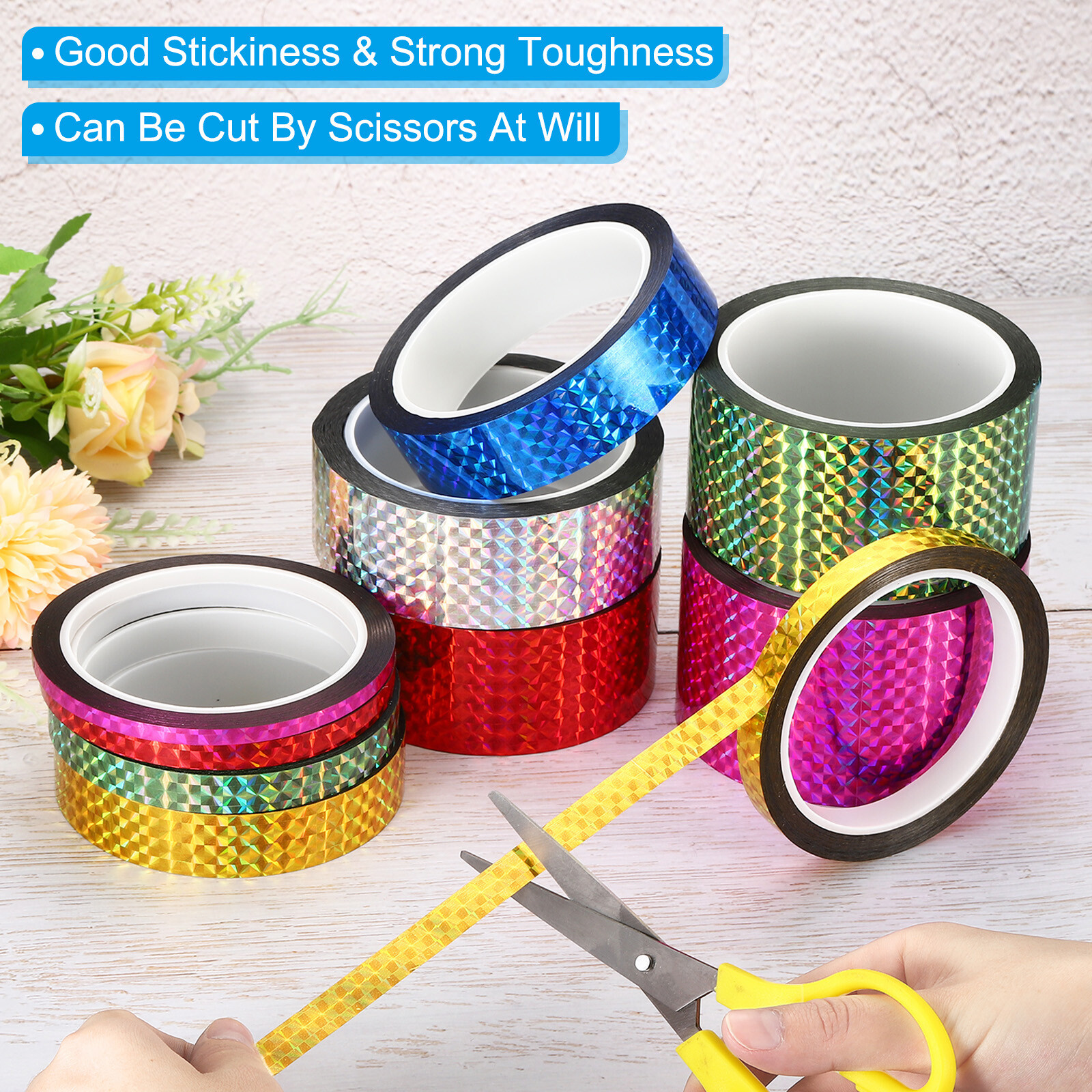 2pcs 5mmx50m Prism Tape Holographic Reflective Adhesive Craft Wrap ...