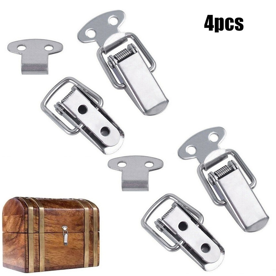 4 Pcs/Set Stainless Steel Spring Loaded Clamp Clip Case Box Latch Catch ...