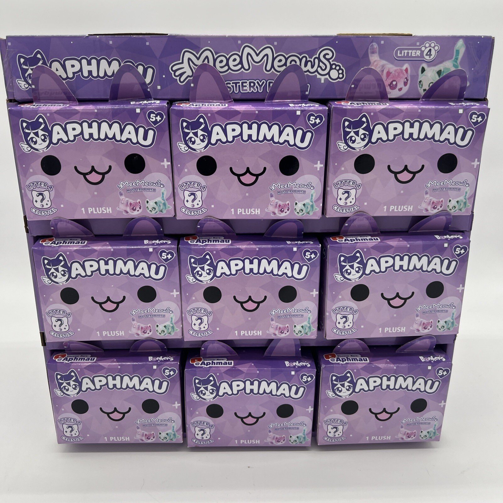 New Lot of 9 Aphmau MeeMeows Mystery Plush Litter 4 Celestial w ...