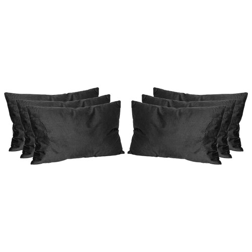 6x Black 60cm x 40cm Rectangle Velvet Cushions Large Scatter Cushions ...