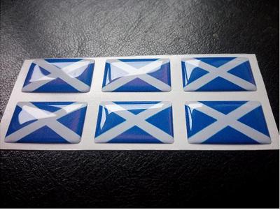 6 X Saltire Flag Resin 3D Domed Scotland Sticker label 27mm x 16mm ...