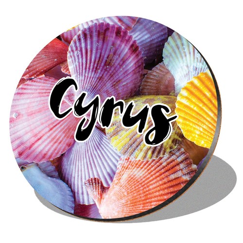 1 x Round Coaster - Name Cyrus Sea Shells Lettering #264568 | eBay UK