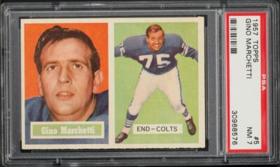 1957 Topps FB Card # 5 Gino Marchetti Baltimore Colts HOF PSA 7 NRMT | eBay