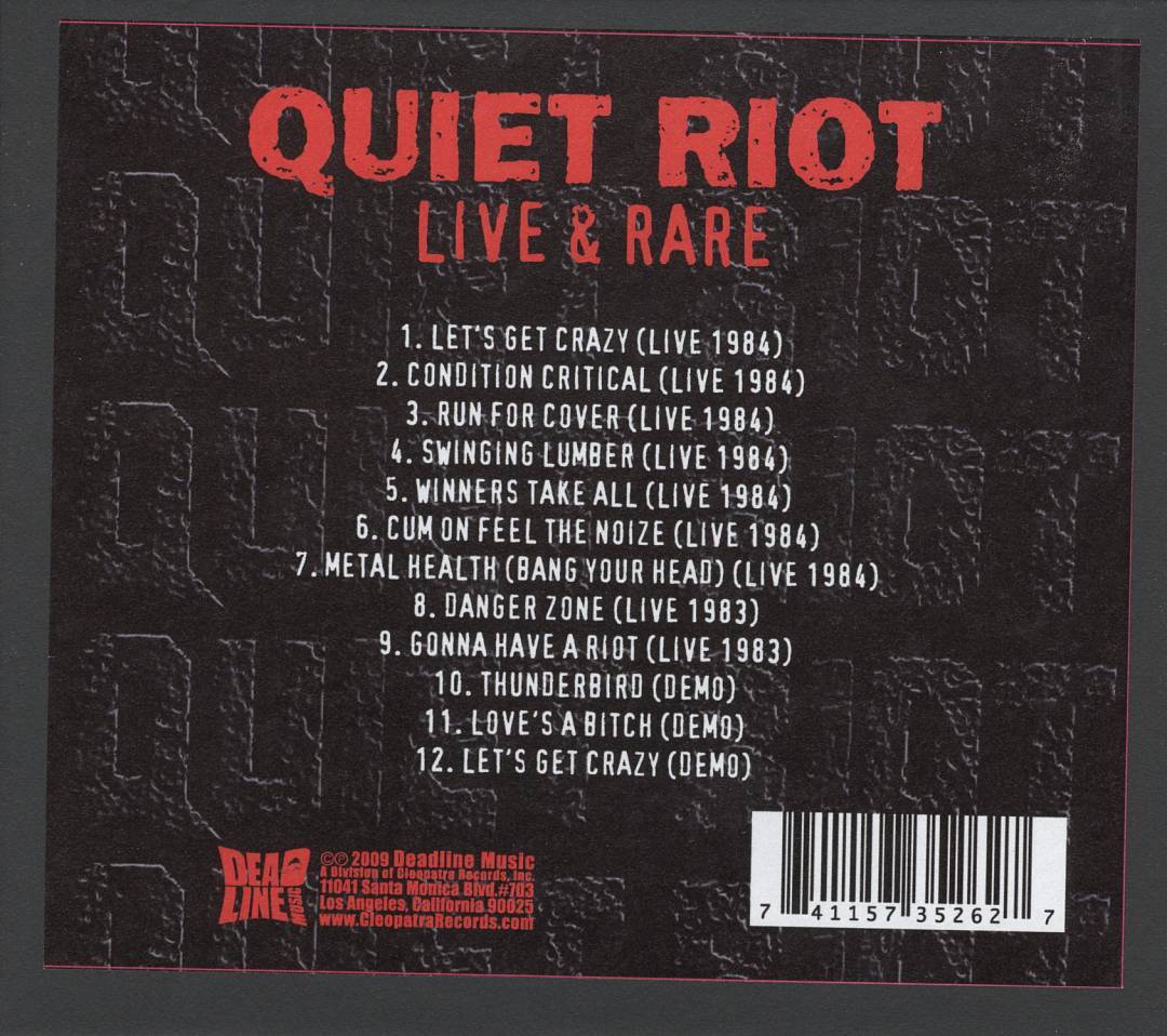QUIET RIOT - LIVE & RARE, VOL. 1 NEW CD 741157352627| eBay