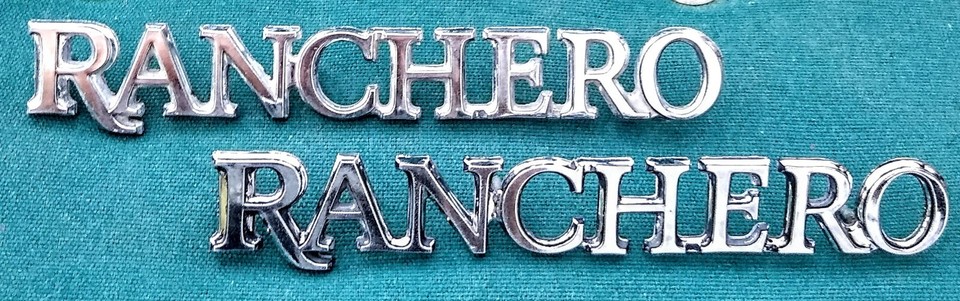 1977 1978 1979 FORD RANCHERO CHROME FENDER EMBLEM BADGE TRIM PAIR OEM ...