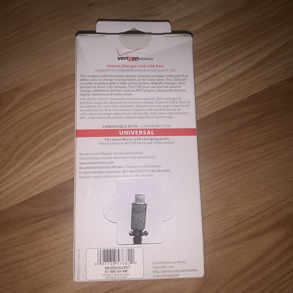 New Verizon Micro USB Dual Car Charger Vehicle DC Power Adapter ...