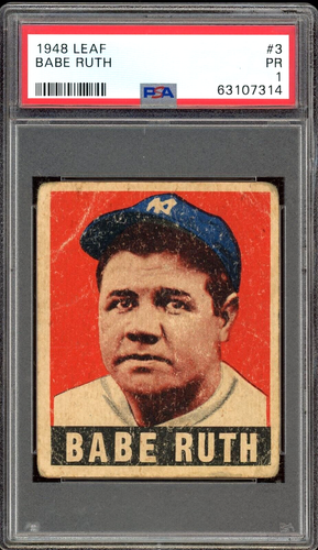 1948-1949 Leaf Babe Ruth Card #3 Yankees - Certified PSA 1 - Rare Card ...