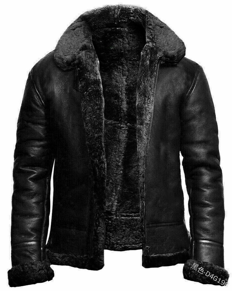 🔥Mens Raf Aviator Sheep Skin Leather B3 Bomber Winter Flying Pilot ...